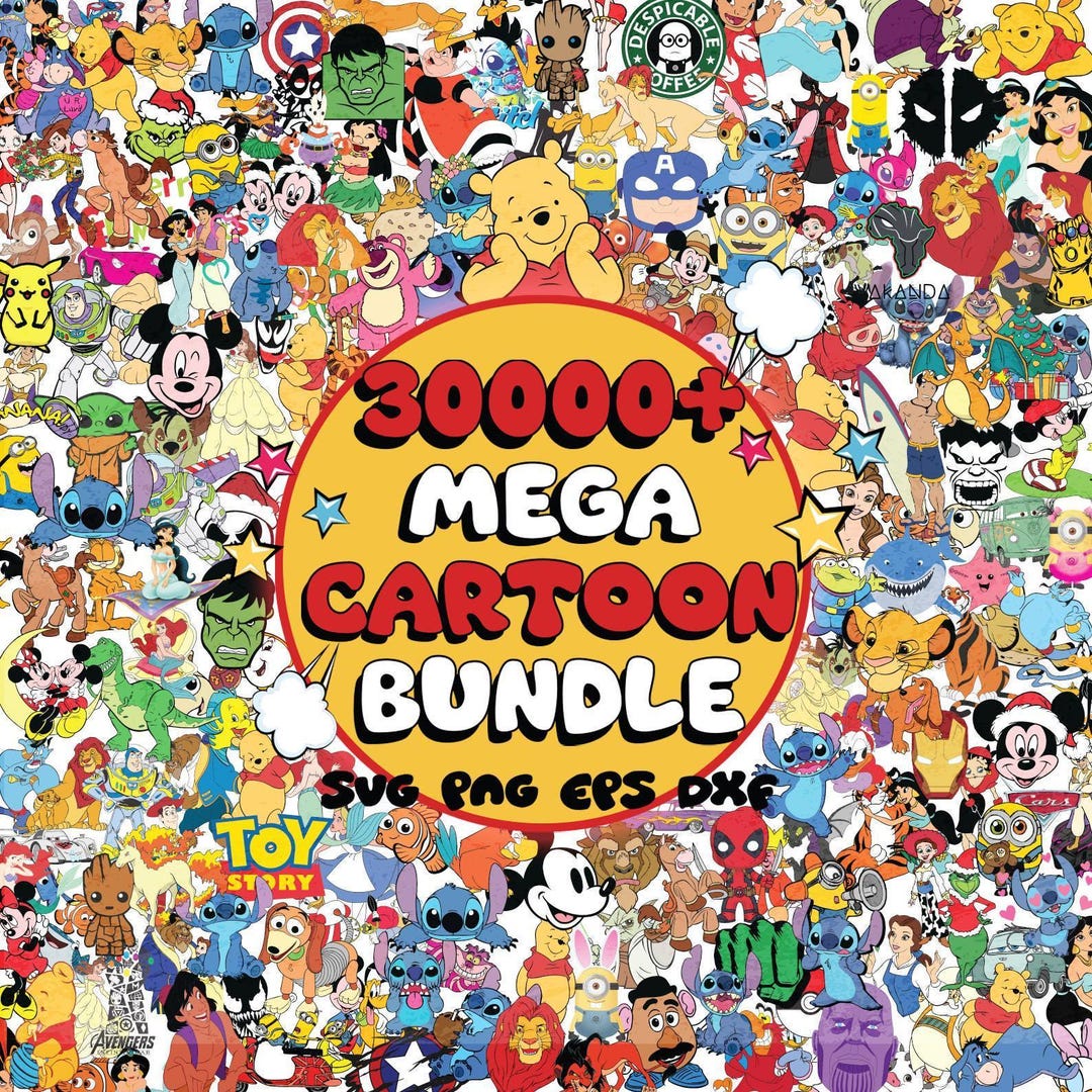 30000+ Mega Cartoon SVG Bundle, Cartoon Clipart, Cartoon Png, Cartoon ...