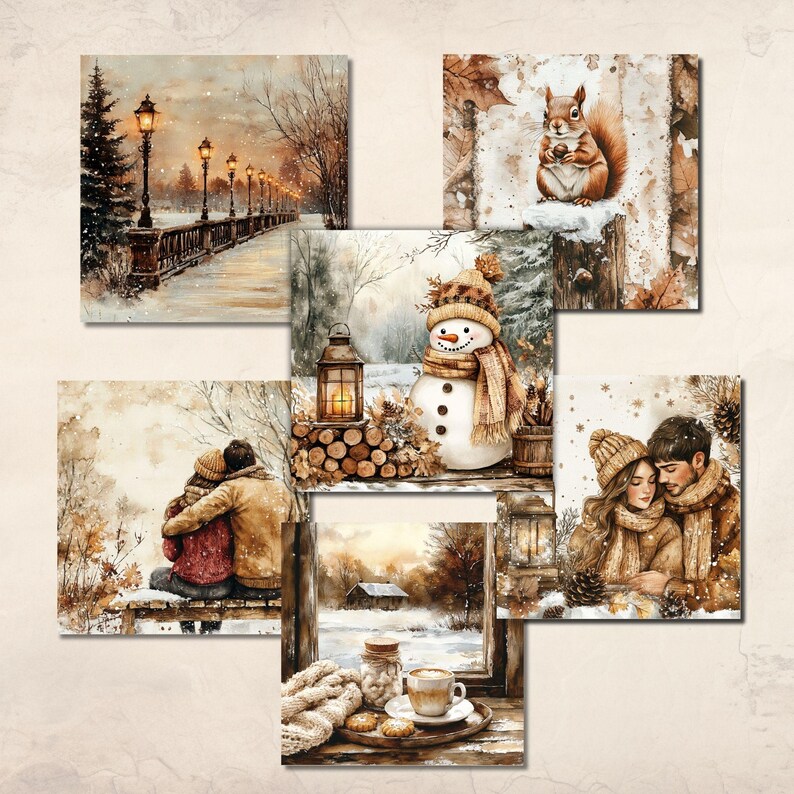Cottagecore Winter Clipart Set – Cozy Christmas Scenes, Holiday Decor ...