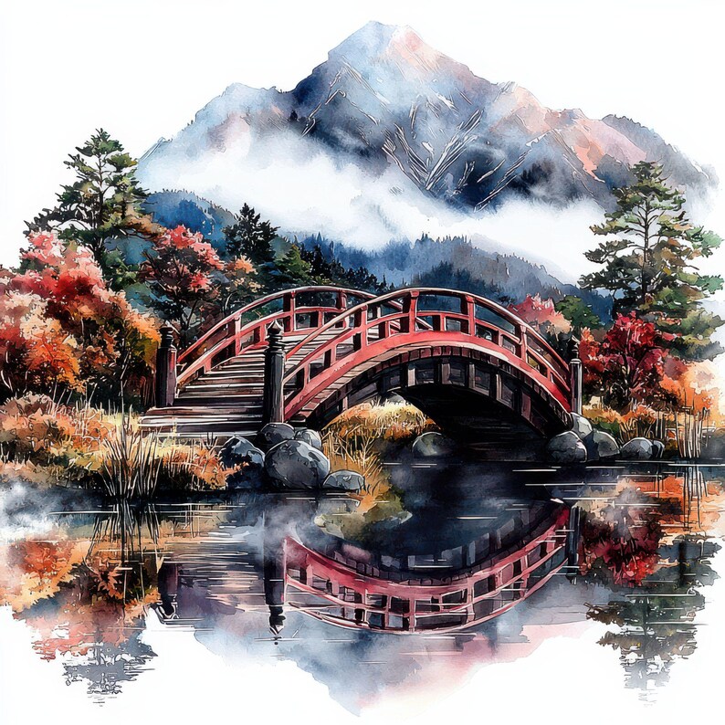 103 JPEG Japanese Culture Clipart Bundle, Watercolor Sakura, Koi Fish ...