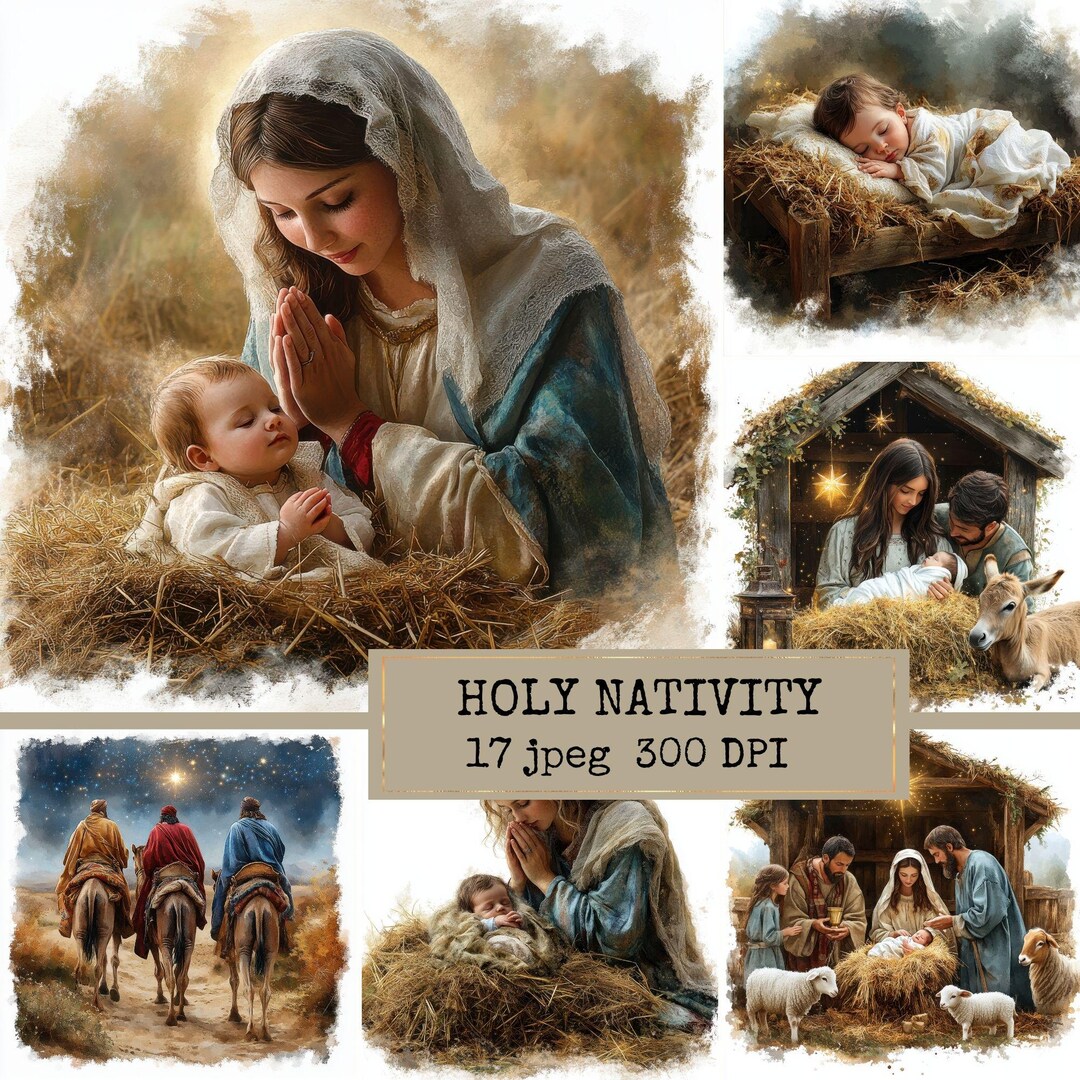 Holy Nativity JPEG Set, 17 Christmas Nativity Images, Religious Art ...