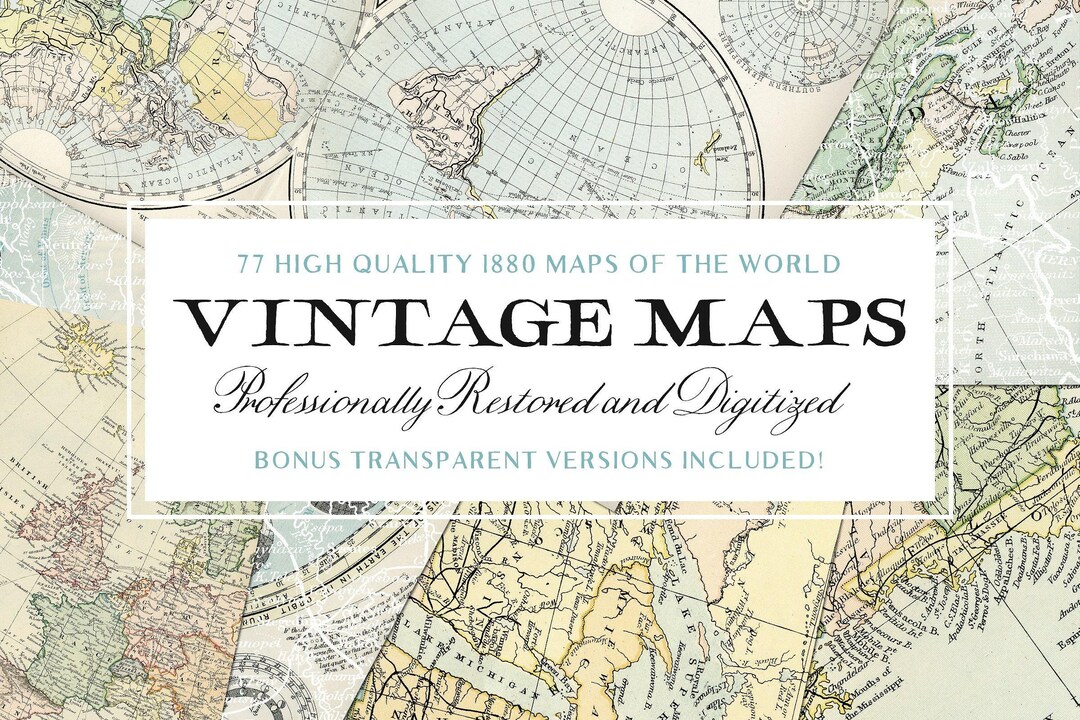 77 Vintage World Maps – High-resolution JPG & PNG Images (digital ...