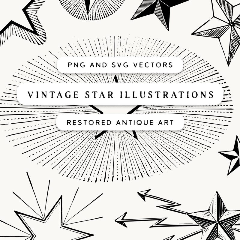 Vintage Star Clipart - Etsy