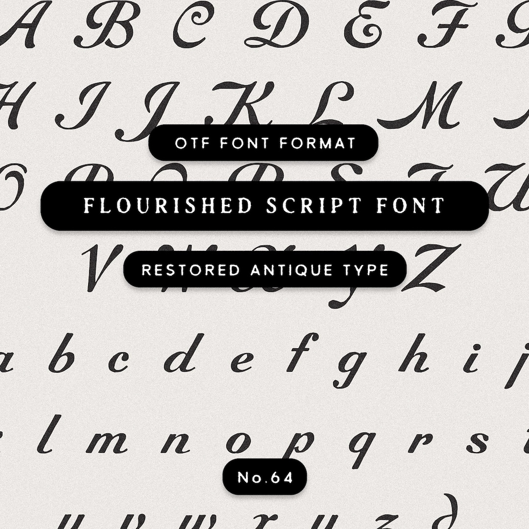 Flourished Script Typeface No. 64, Installable OTF Font(digital ...