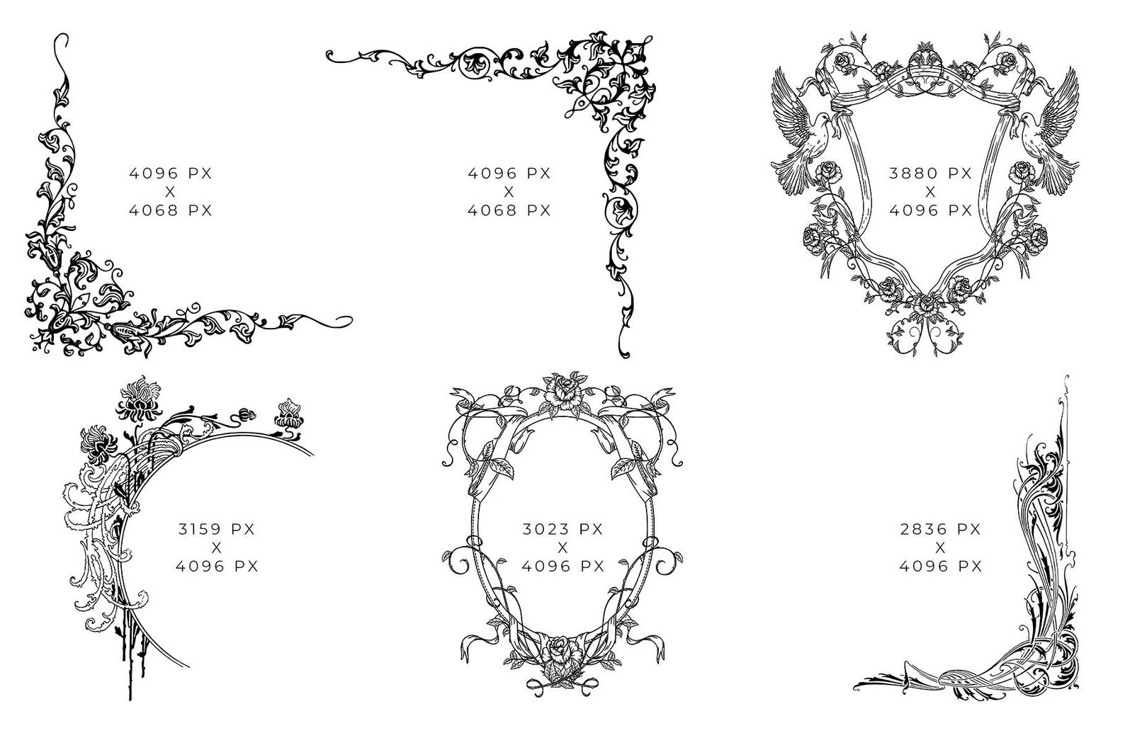Ornate Borders and Elegant Frame Templates, SVG and PNG, Invitations ...