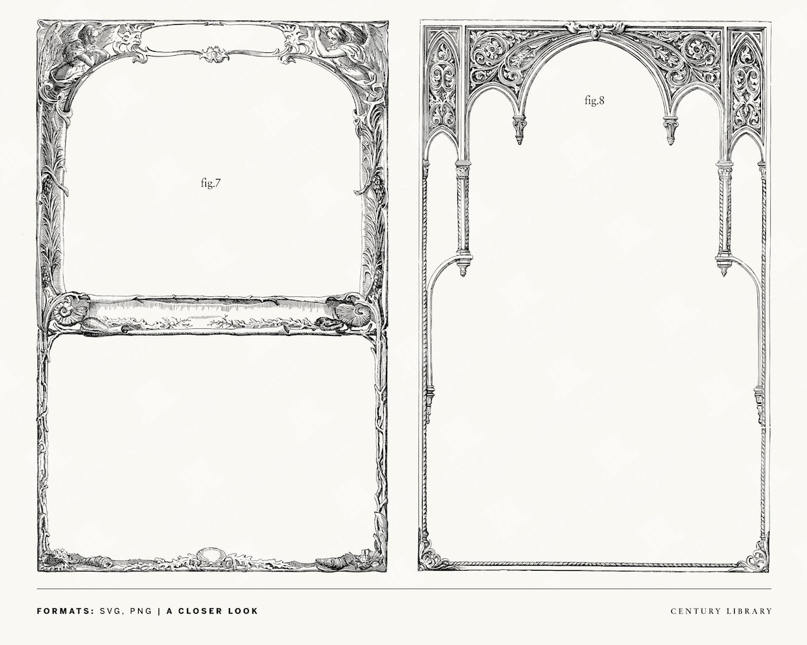 Vintage Gothic Borders and Frames: SVG & PNG (digital Download) - Etsy