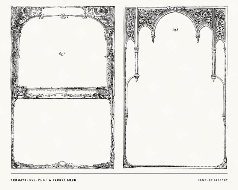 Vintage Gothic Borders and Frames: SVG & PNG (digital Download) - Etsy