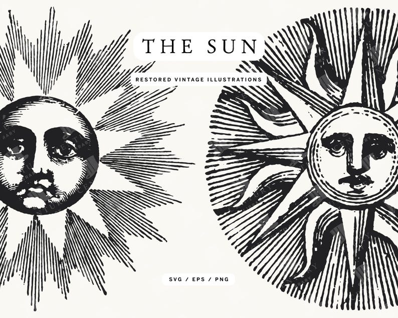 Retro Sun Tattoo SVG: Line Art Illustrations (digital Download) - Etsy