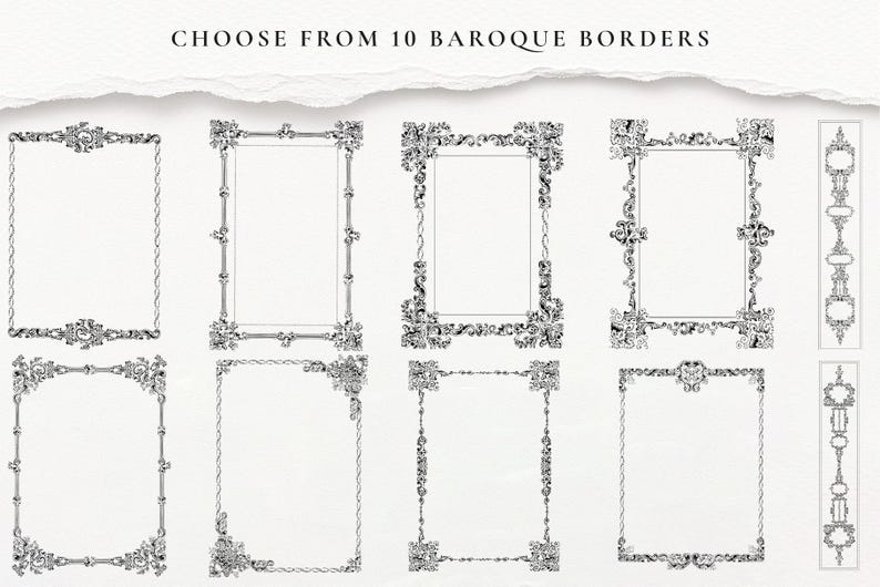 Baroque Borders and Clipart: Vintage Ornate Design Elements (SVG & PNG ...