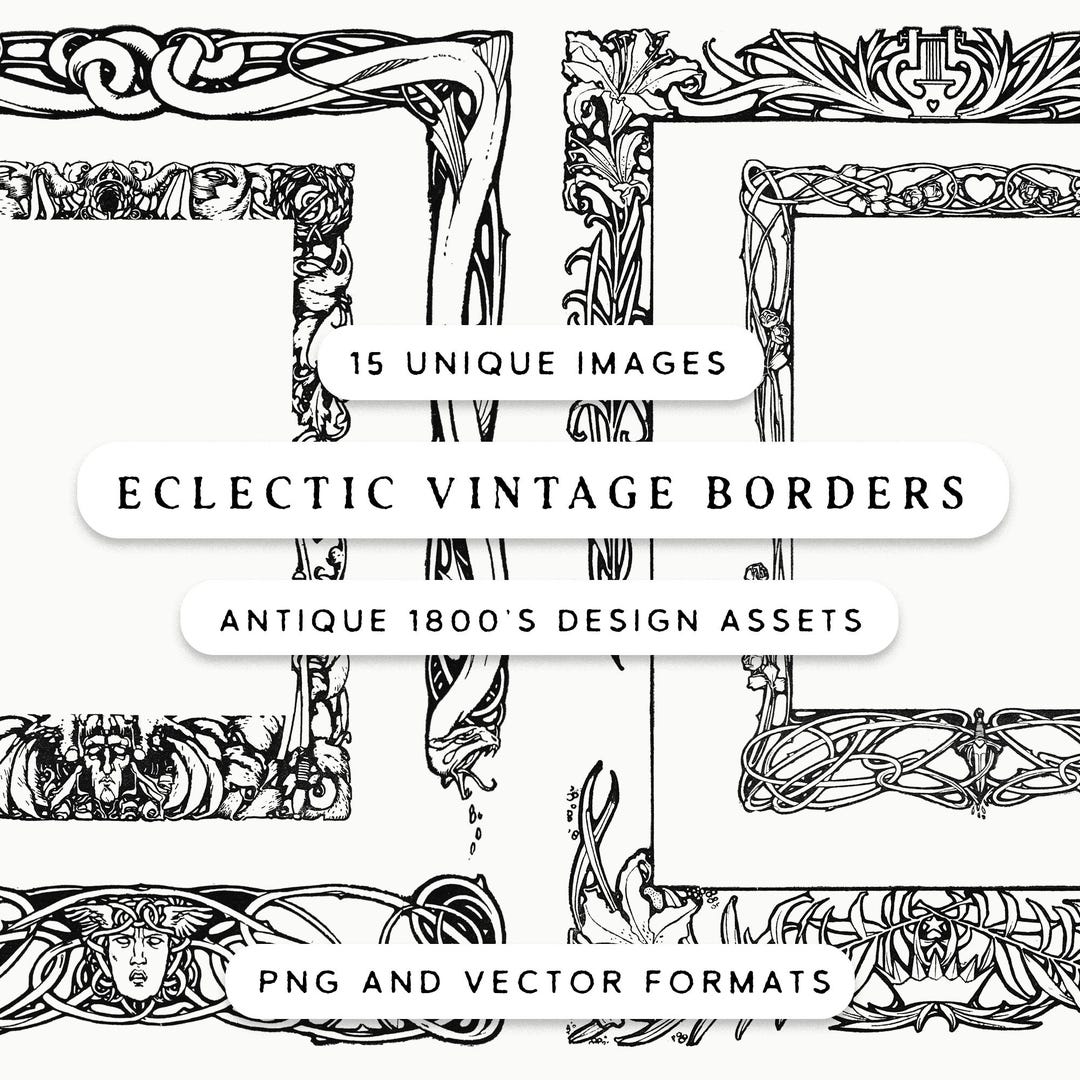 Eclectic Vintage Borders Collection, Antique 1800s Decorative Frames ...