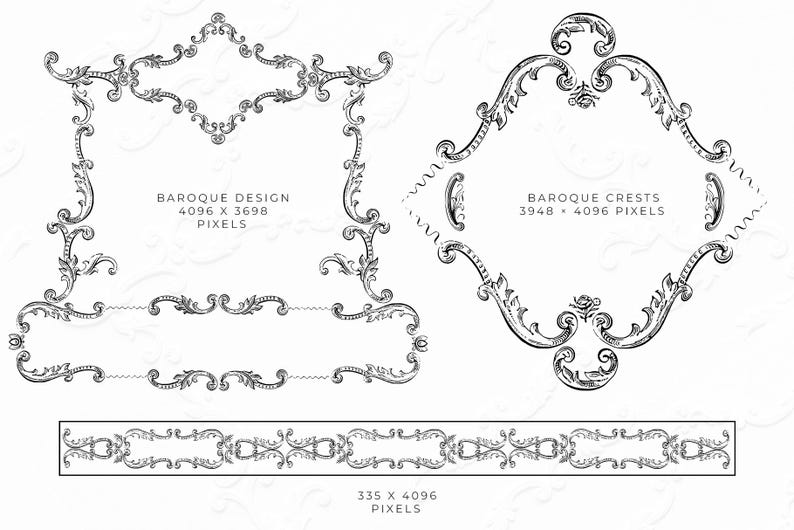 Baroque Border Templates, Ornate Frames and Corners, PNG and SVG ...
