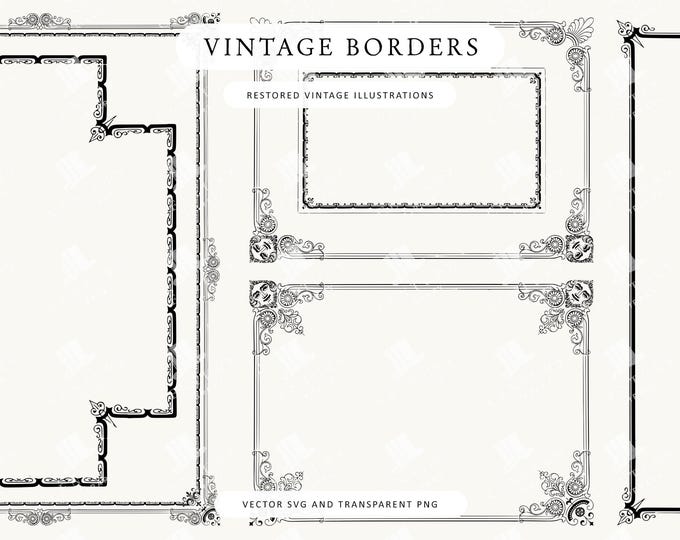 Ornate Floral Borders SVG Bundle: Elegant Frames, Cut Files (digital ...