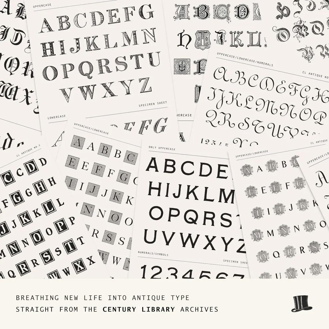 Decorative Flourish Script Antique Font Alphabet, Installable OTF Font ...