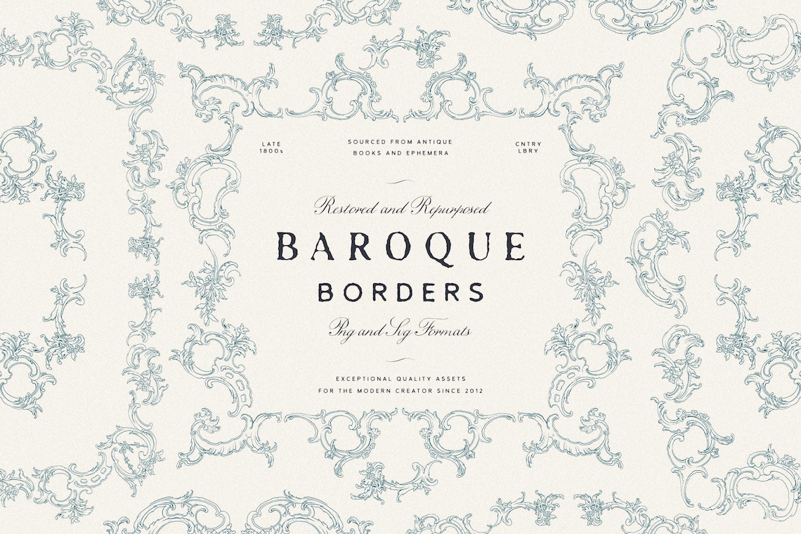 Baroque Borders and Clipart: Vintage Ornate Design Elements (SVG & PNG ...
