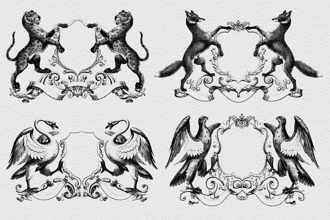 Vintage Heraldic Shield Illustrations, Crest Frame PNG/SVG Clipart ...