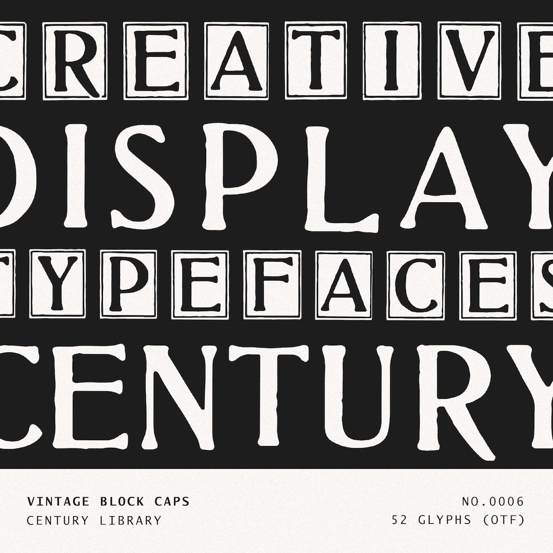 Vintage Block Letter Font – Bold and Textured 1800s Woodcut Style (CL ...
