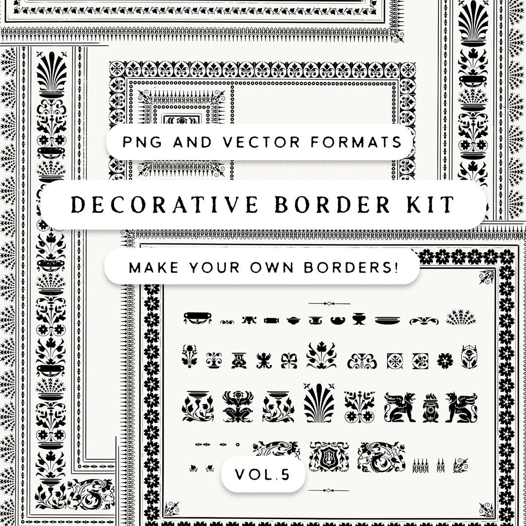 Intricate Decorative Border Kit Vol. 5 From the Early 1900s SVG and PNG ...