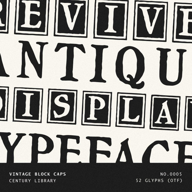 Antique Block Print Font: Bold Serif Typeface (OTF) - Etsy