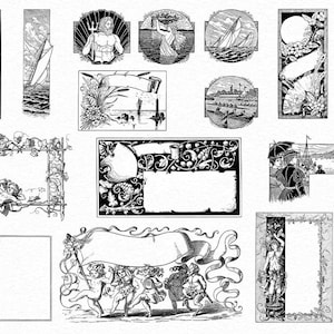 Vintage Borders and Scenic Frames, Restored Engravings, PNG and SVG ...