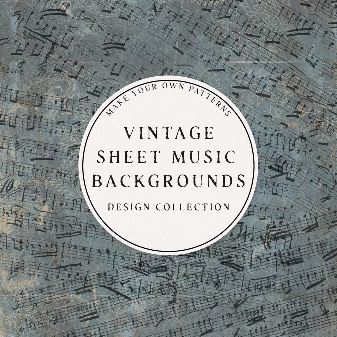 Vintage Sheet Music Overlays Bundle (transparent PNG, JPG, Antique ...