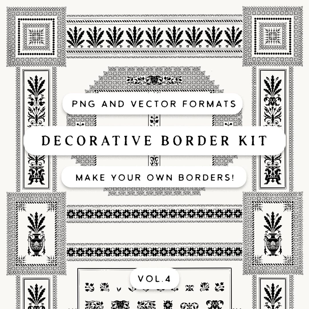 Decorative Border Kit Vol. 4 From the Early 1900s SVG and PNG (digital ...