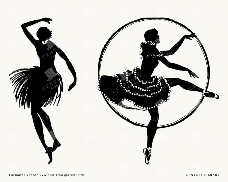 Vintage Ballroom Dance Clipart PNG and SVG - Flapper Era Couples, Swing ...