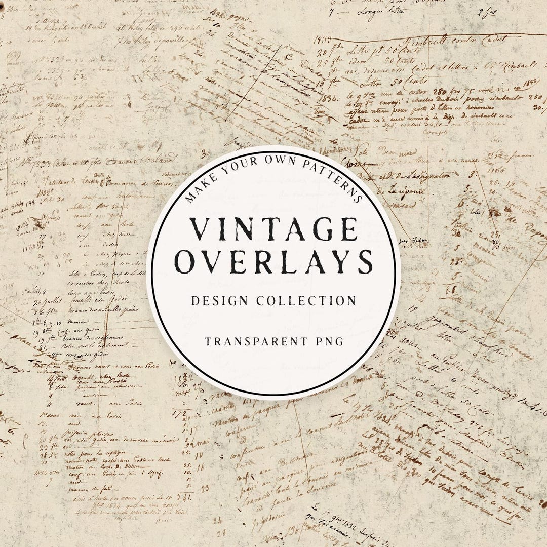 Vintage Handwritten Ledger Overlays – Antique Textures & Transparent ...