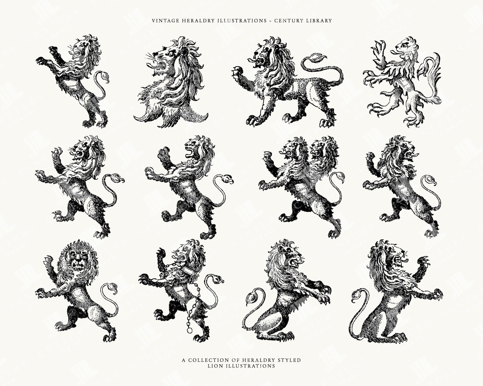 Heraldry Lion Illustrations: Vintage Crests, Badges, Logos (SVG, EPS ...