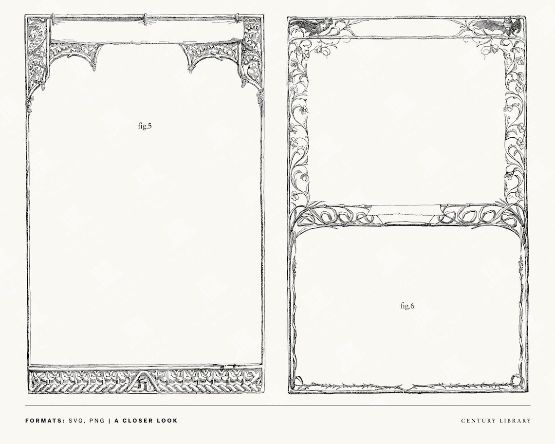 Vintage Gothic Borders and Frames: SVG & PNG (digital Download) - Etsy