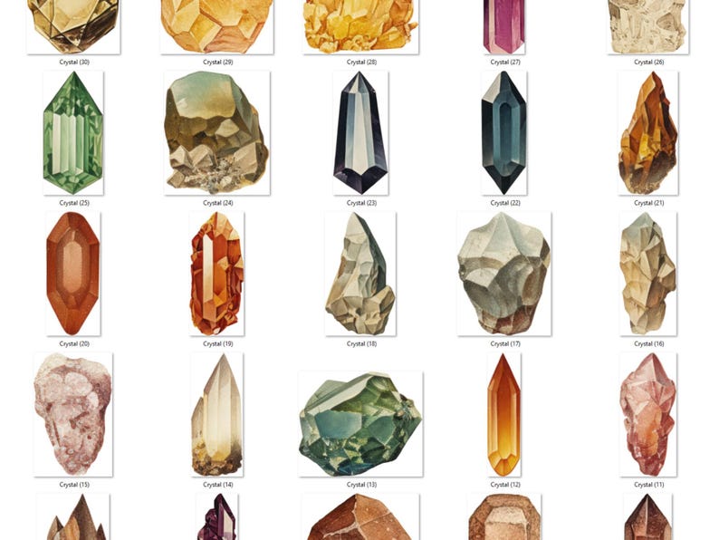 Vintage Crystal Pngs: Gemstone Illustrations (300DPI) - Etsy