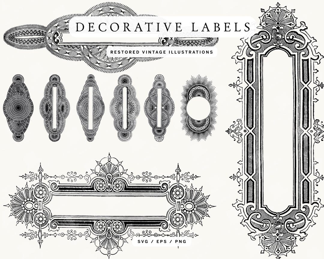 Victorian Labels and Banners - Vintage Ornamental Design Assets in PNG ...
