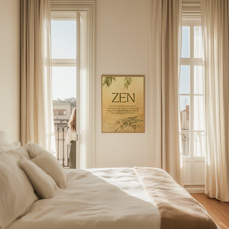 Zen Poster Mit Definition Von Zen. Druckbare Digitale Wandkunst Mit Farbigem Hintergrund Im ...