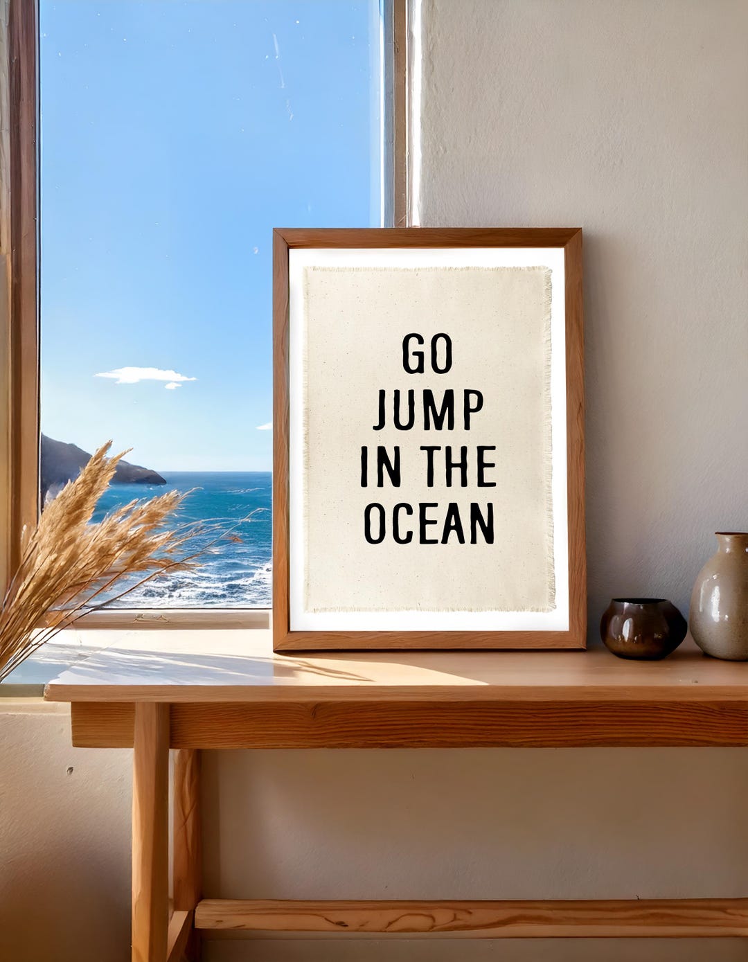 Go Jump in the Ocean Canvas Banner, Coastal Decor - Etsy