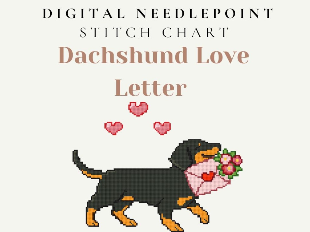 Dachshund Love Letter Needlepoint & Cross Stitch Chart – Digital PDF ...