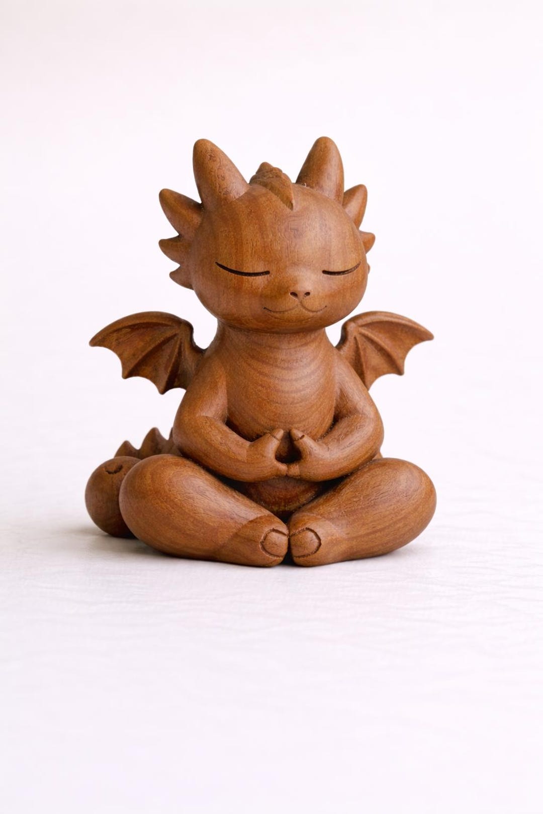 Hand Carved Wooden Meditating Dragon Sculpture, Zen Decor - Etsy