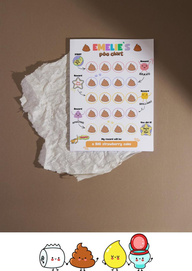 Printable Kids Potty Chart and Poo Diary - Fun Reward Tracker and Stool ...