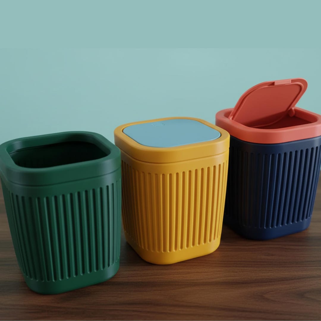 Modern Mini Desktop Trash Can STL | 3D Printable Push-lid Desk Waste ...