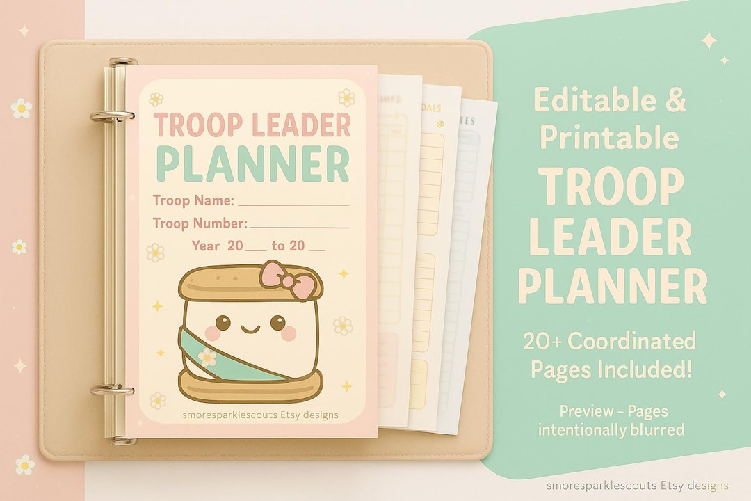 Girl Scout Leader Planner | Kawaii Pastel Printable Binder Set (PDF) - Etsy