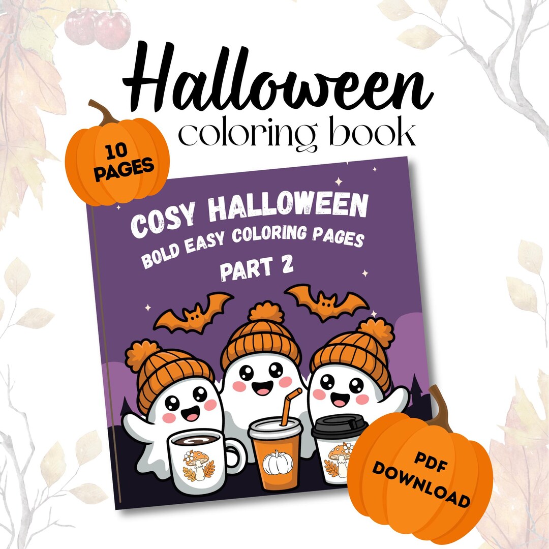 Cozy Halloween Coloring Pages 10 Pages Part 2 Spooky Cute Halloween ...