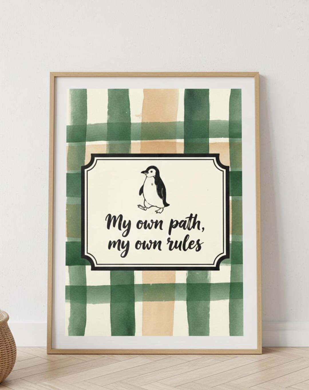 My Own Path, My Own Rules" Penguin Print | Alone Penguin Trendy Wall ...
