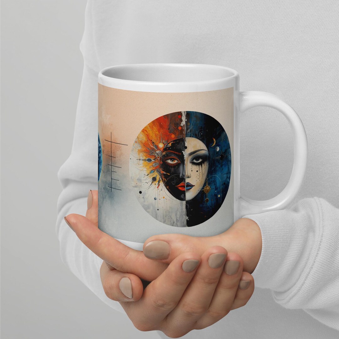 Yin Yang Fire and Moon Mug – Dark Fantasy Art Cup, Cosmic Balance ...