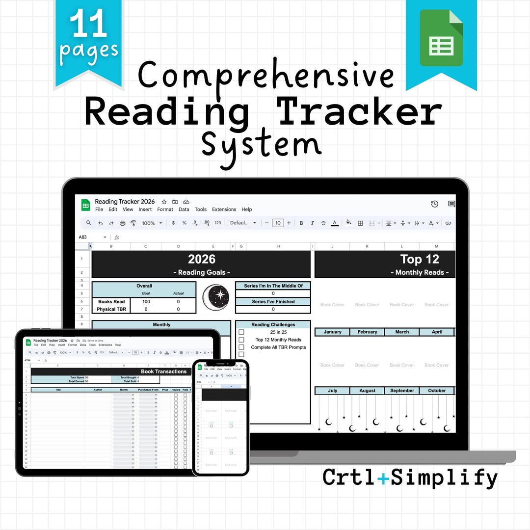 Standard Reading Tracker 2026 | Google Sheets Book Log With Dashboard ...