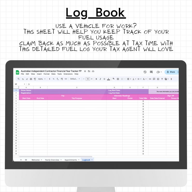 Australian Independent Contractor Spreadsheet | Income, Expense & Fuel ...