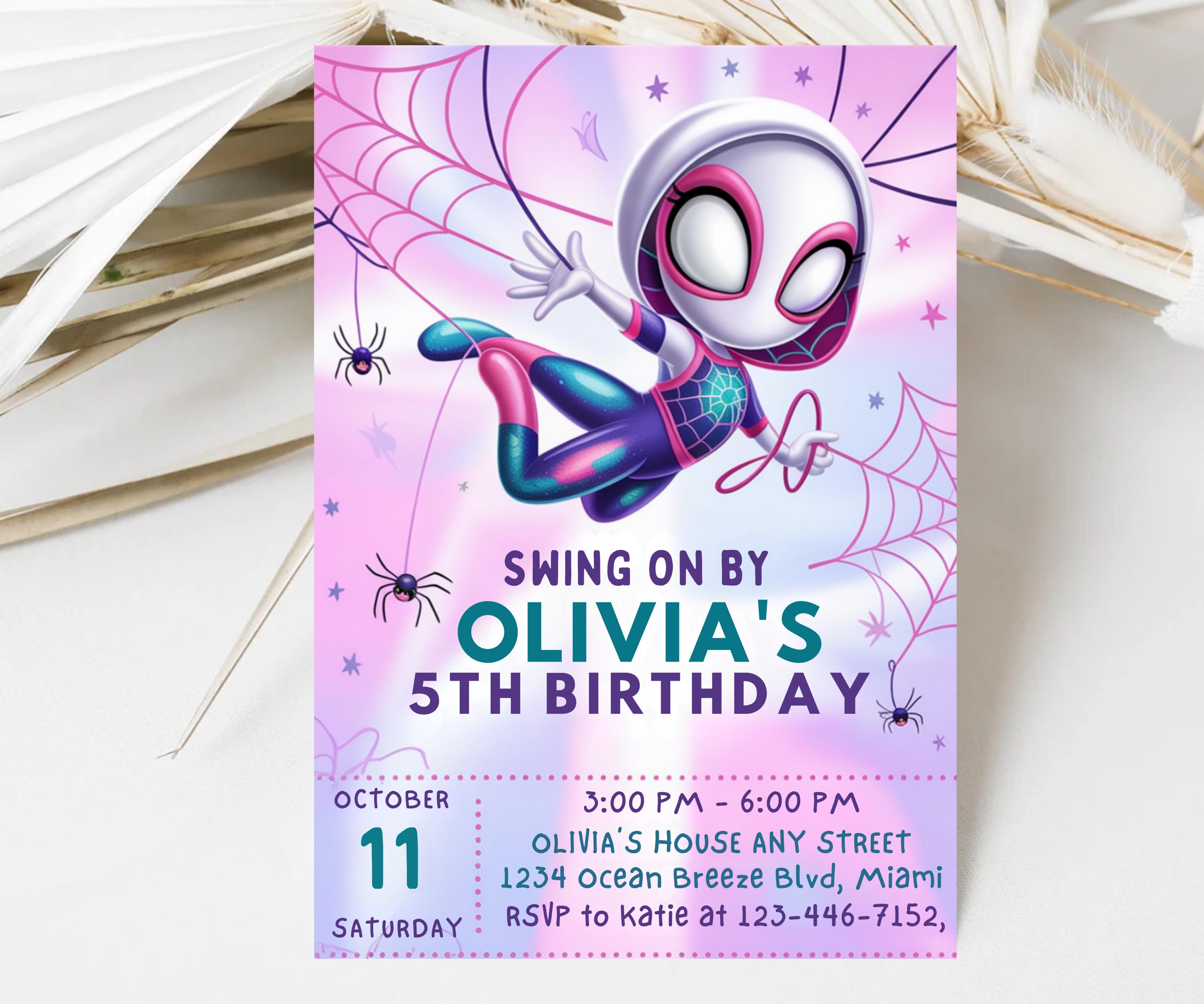 Editable Ghost Spider Birthday Invitation, Spidey Birthday Invite ...