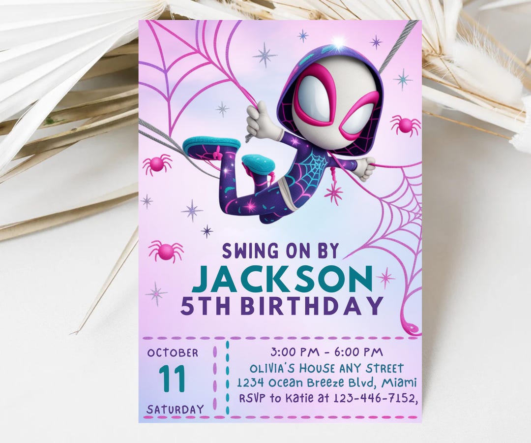 Editable Ghost Spider Birthday Invitation, Spidey Birthday Invite ...