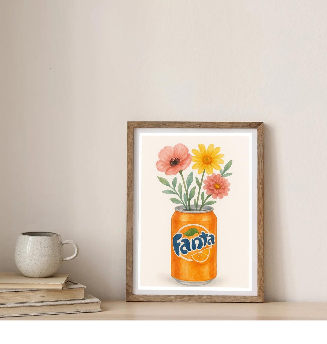 Fanta Can With Flowers Art Print A5/A4/A3 - Etsy
