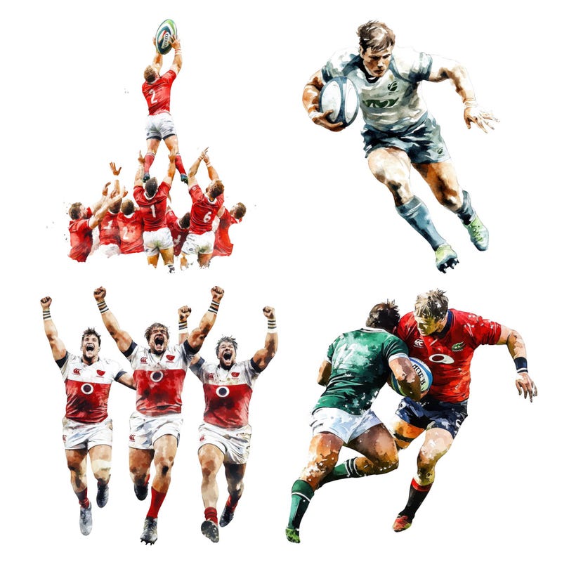 Rugby Watercolour Clipart - Etsy