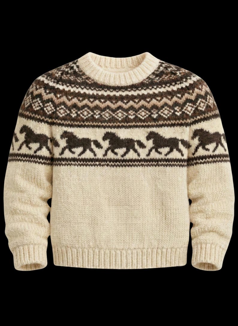 Modèle de tricot de pull cheval nordique islandais Loapeysa PDF Pull d ...