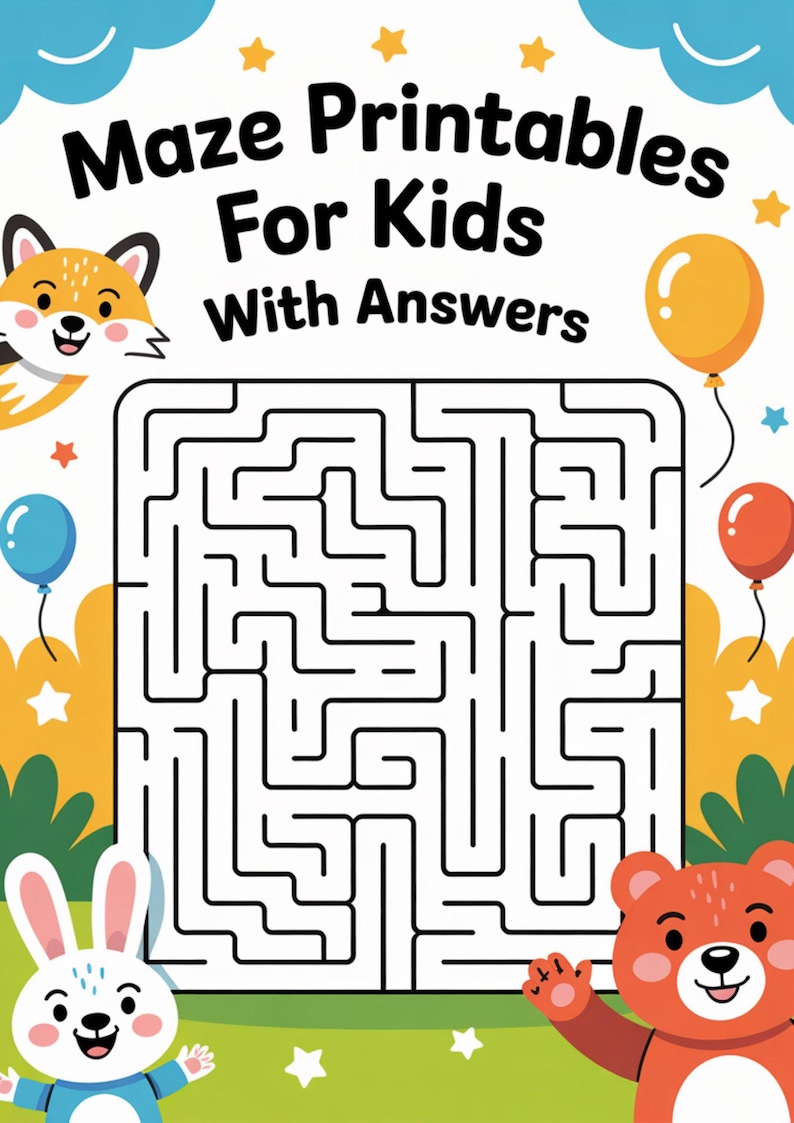 Kids Maze Printables ,20 Fun Mazes With Answer Pages ,instant Download ...