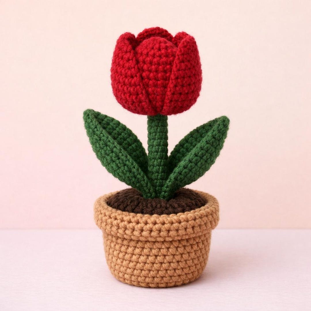 Mini Tulip Crochet Pattern PDF, Amigurumi Flower Pot Tutorial ...