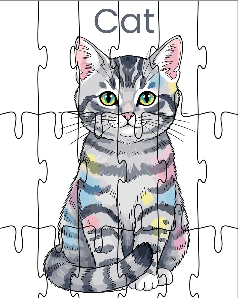 Printable Animal Puzzles for Kids ,cute Animals Jigsaw Puzzle Pack ...